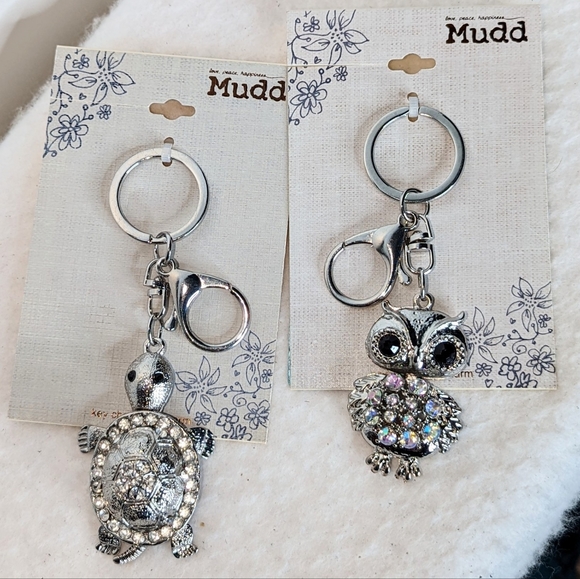 Mudd | Accessories | 2 Mudd Key Chains Silvertone Sparkling Rhinstones ...
